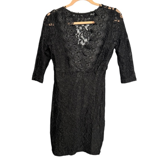 Dresses | Elegant Black Lace Dress With Intricate Detailing | Poshmark
